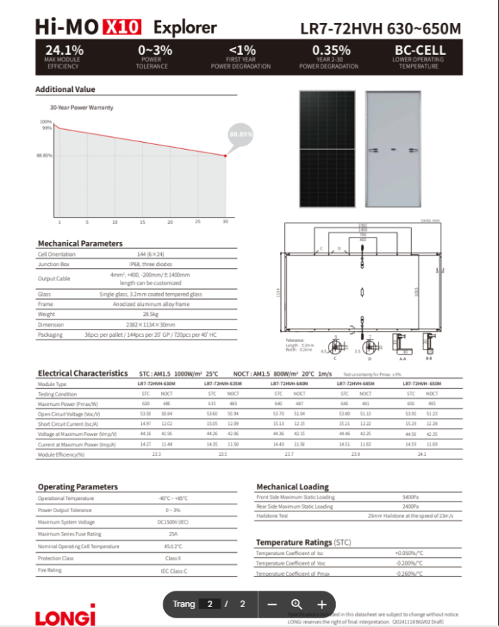 Tấm pin năng lượng mặt trời LONGI HiMO X10 670W 665W 660W ...