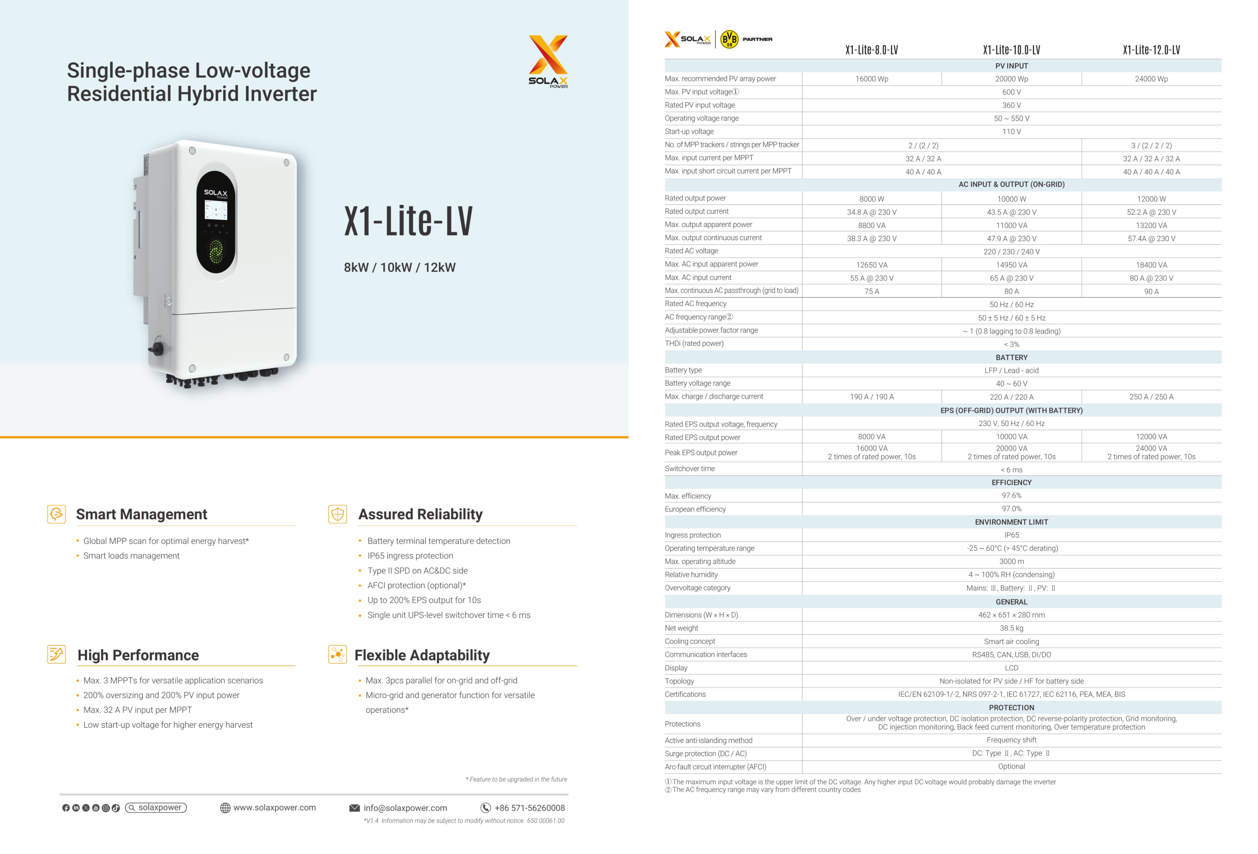 Biến tần Inverter Solax 12kw Hybrid 1 phase X1 LITE 12.0 LV
